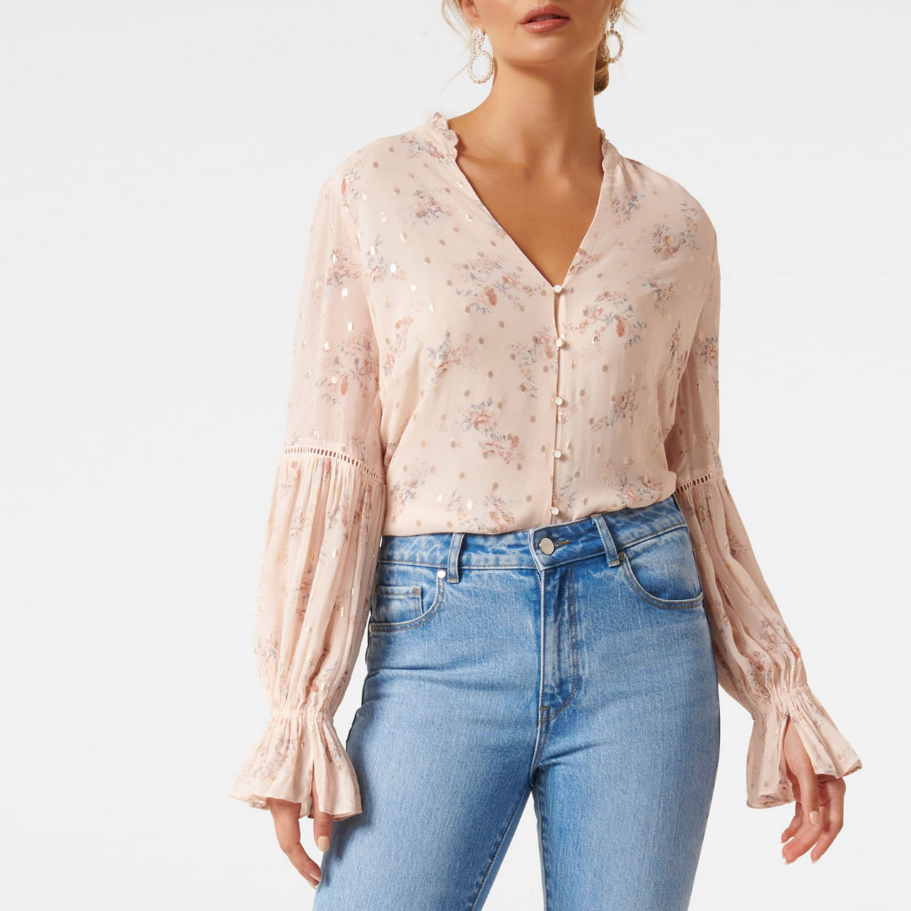 FOREVER NEW Ari Clipped Metallic Shirt