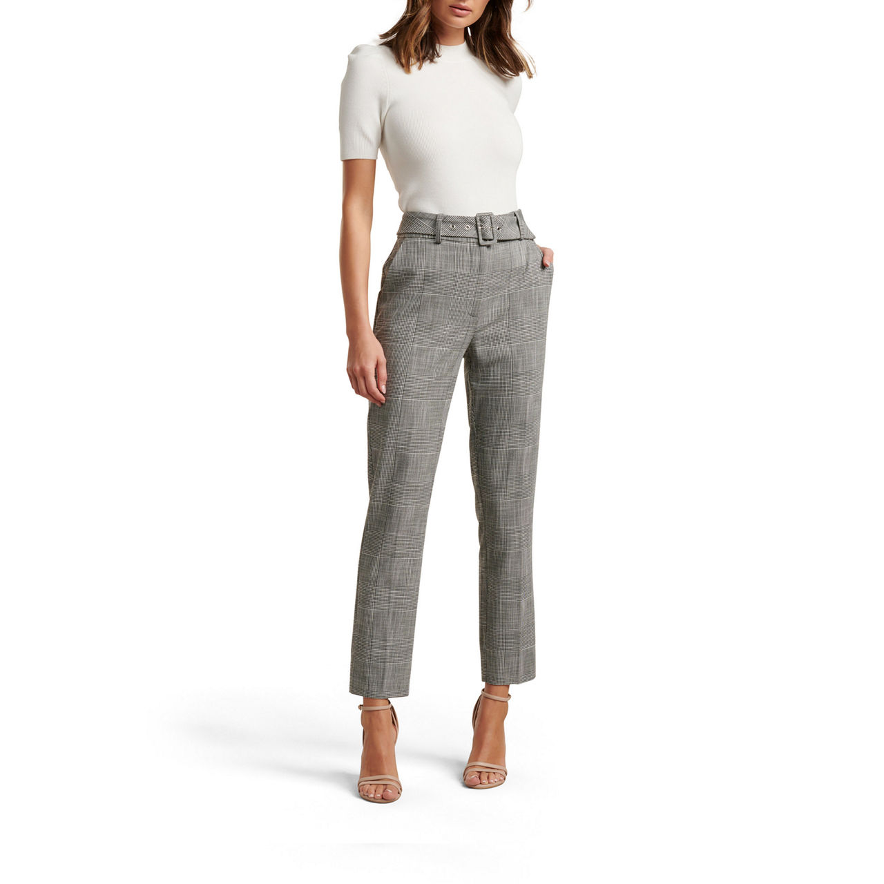 FOREVER NEW Courtney Check Belted Pant