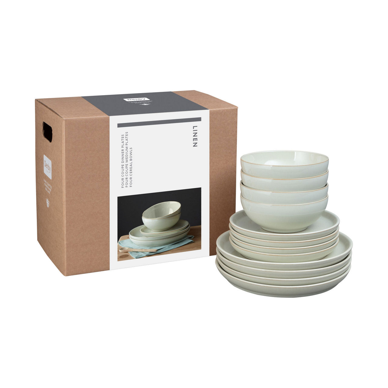 DENBY Linen Coupe 12-Piece Tableware Set