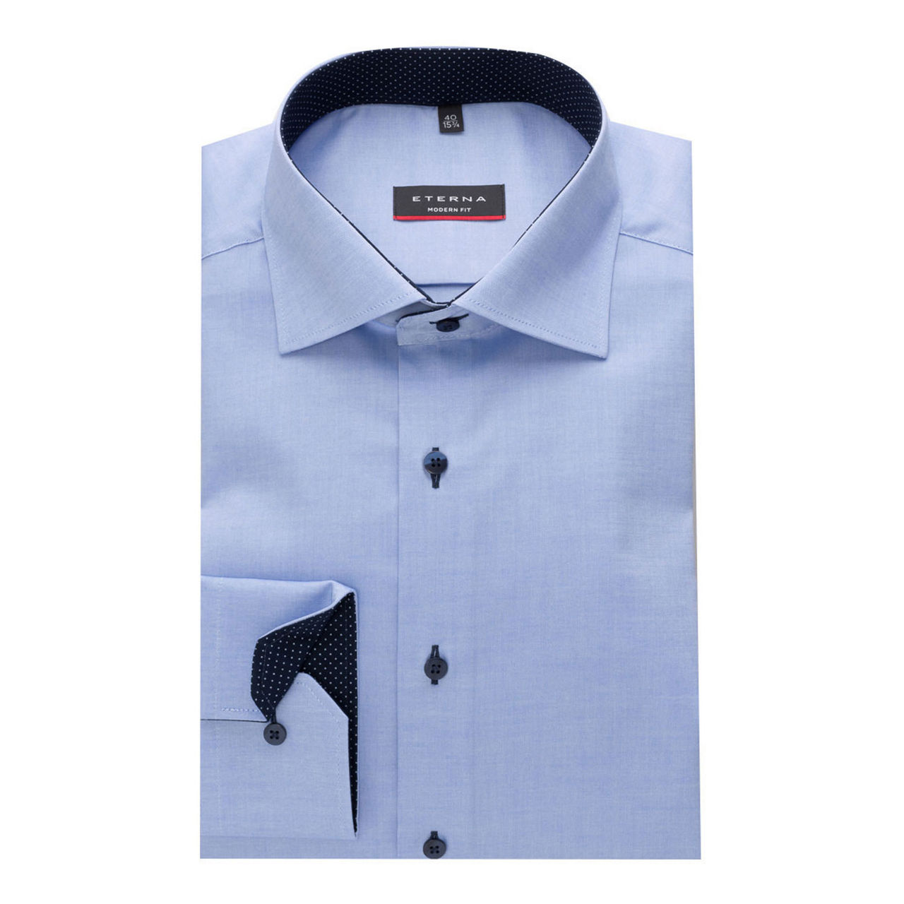 ETERNA Contrast Trim Formal Shirt Blue
