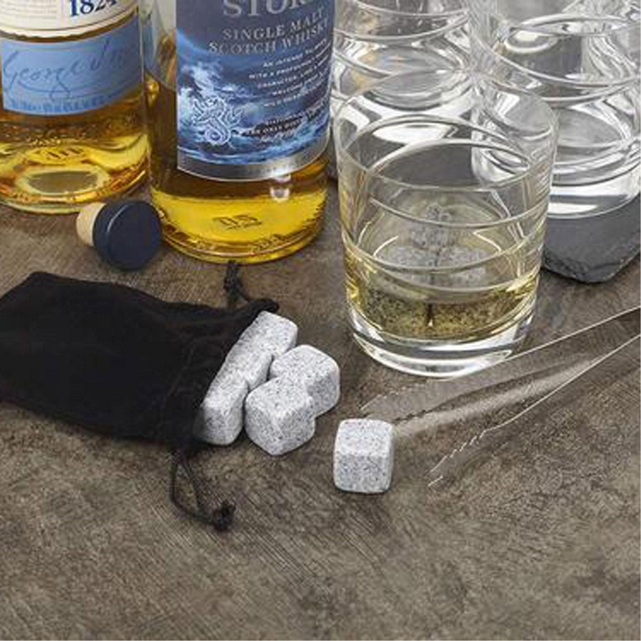 HOMIU Whisky Stones Gift Set of Nine With Granite Ice Cubes