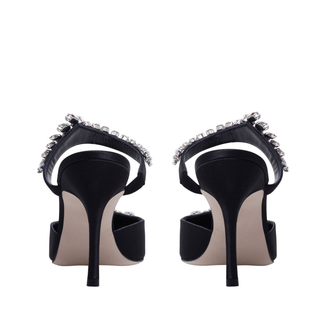 MANOLO BLAHNIK Lurum 90 Satin Crystal Embellished Mules