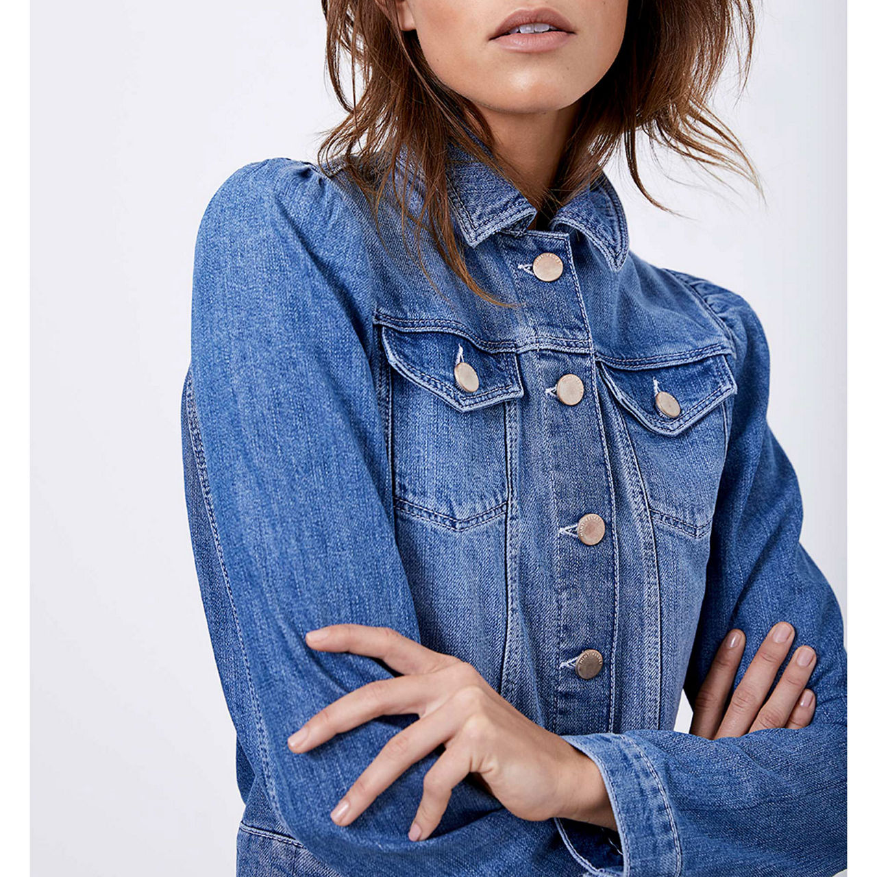 MINT VELVET Puff Sleeve Denim Jacket