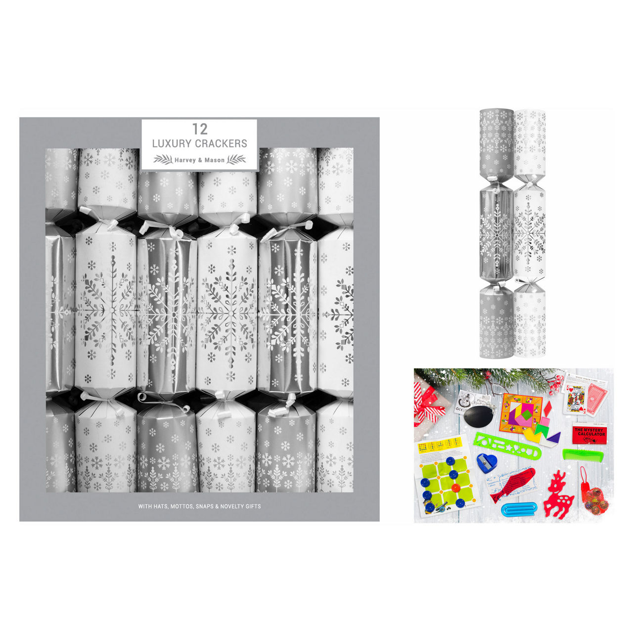 Luxury Snowflake Crackers Set of 12