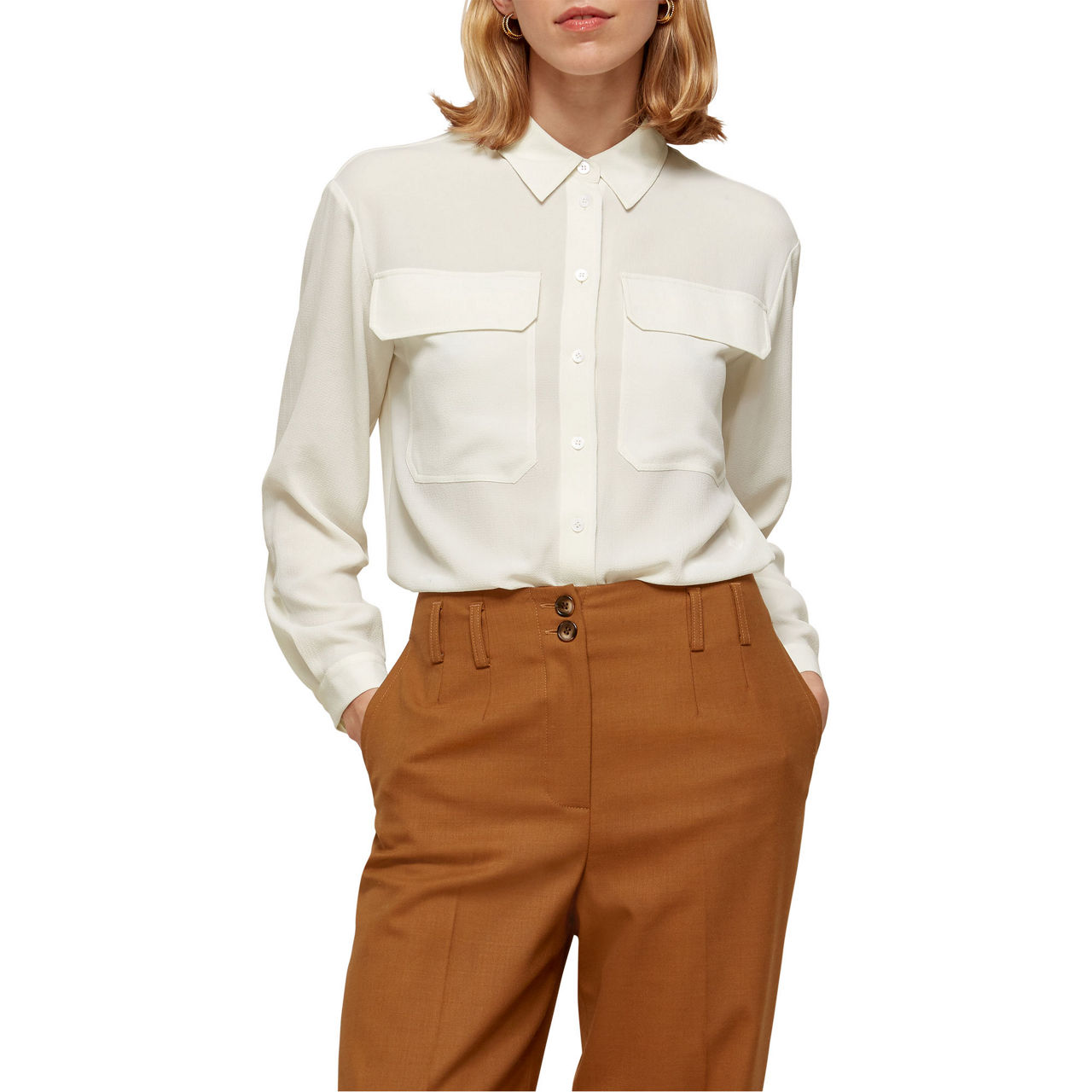 WHISTLES Textured Pocket Blouse