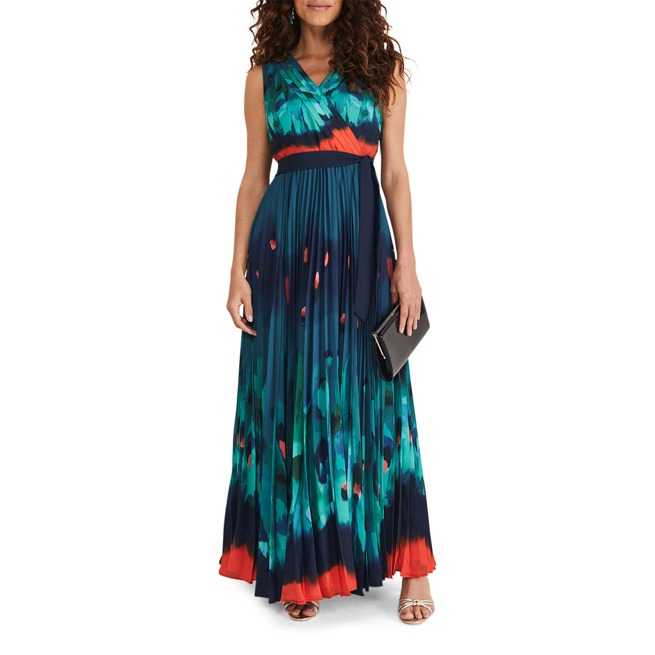 PHASE EIGHT Adriana Print Pleated Maxi Dress
