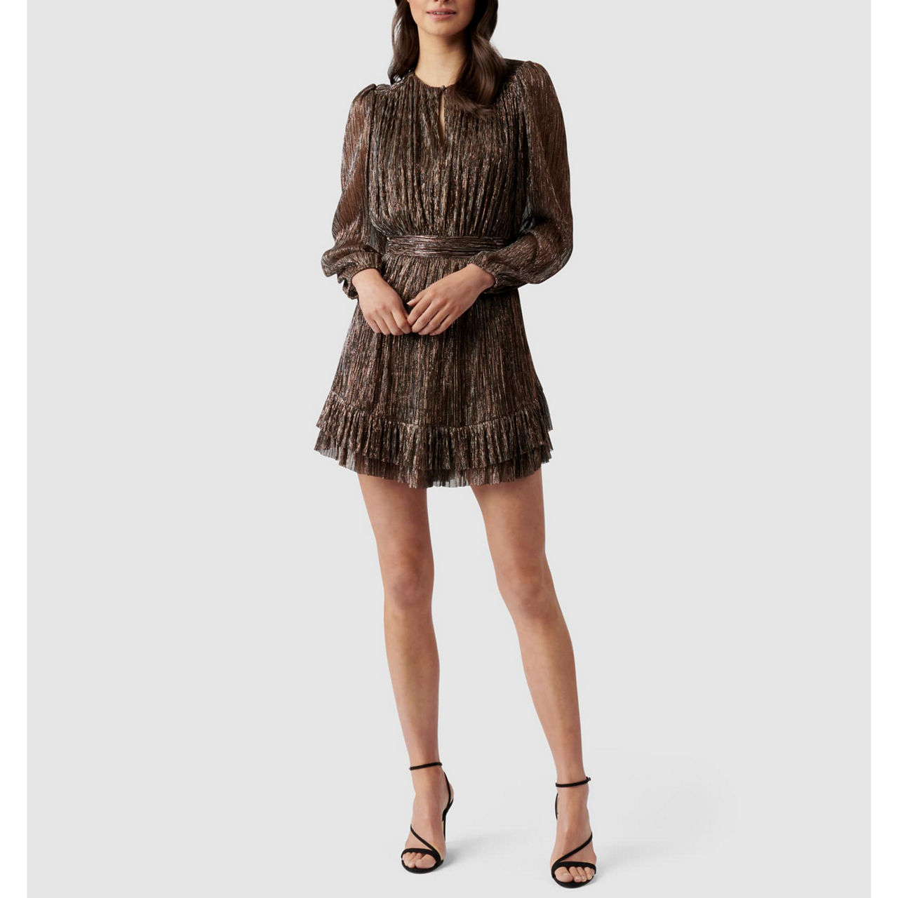 Goldie Long Sleeve Plisse Mini Dress
