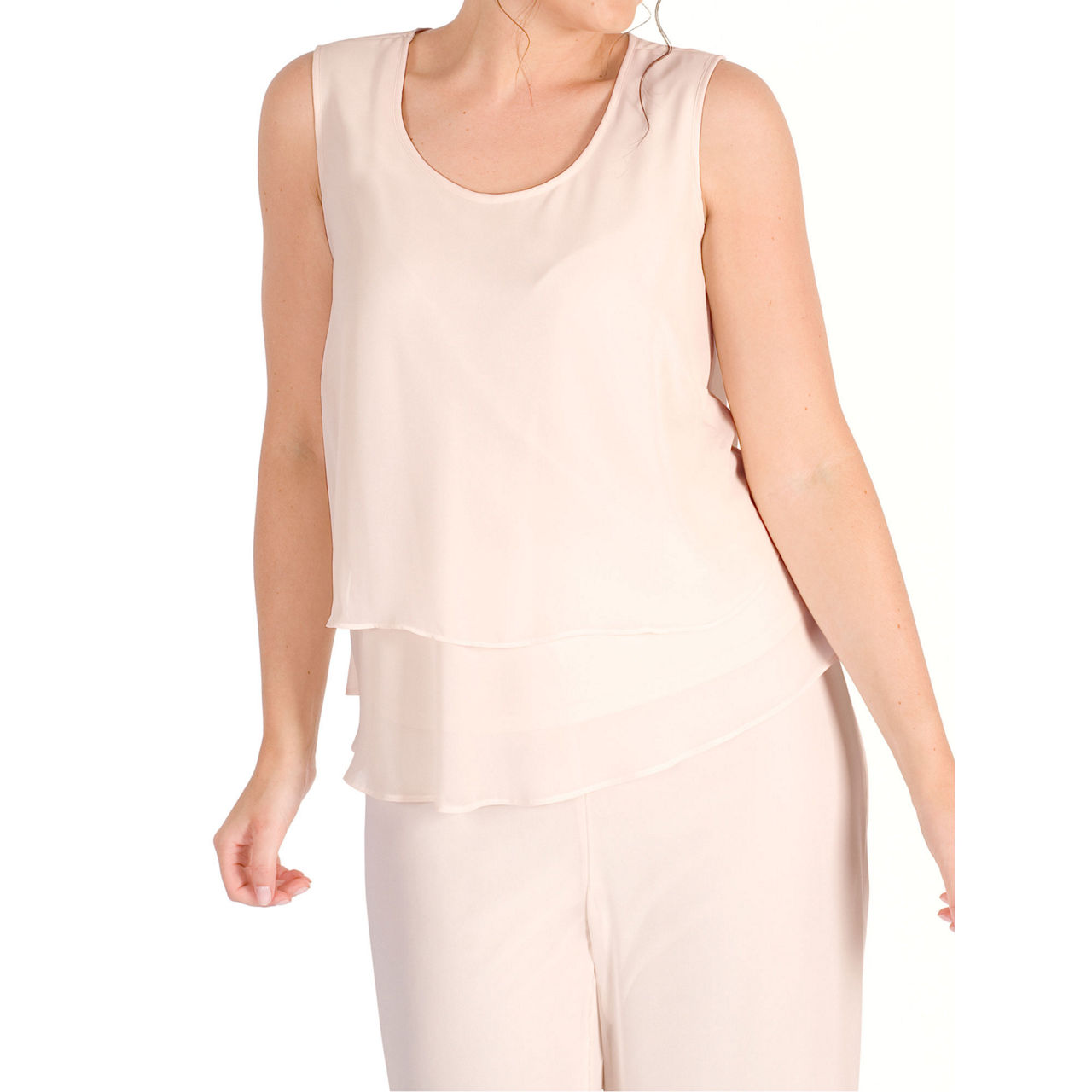 Wrap Back Layered Chiffon Top