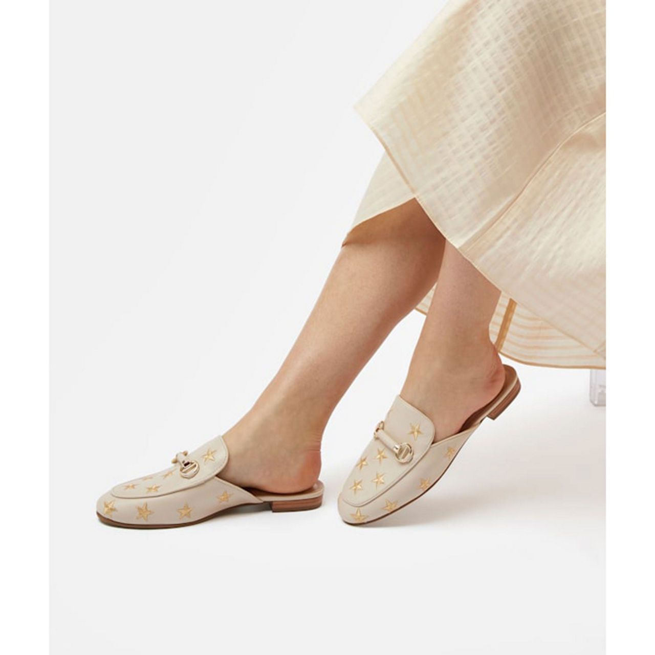 DUNE LONDON Galaxies Star Embroidered Backless Loafers