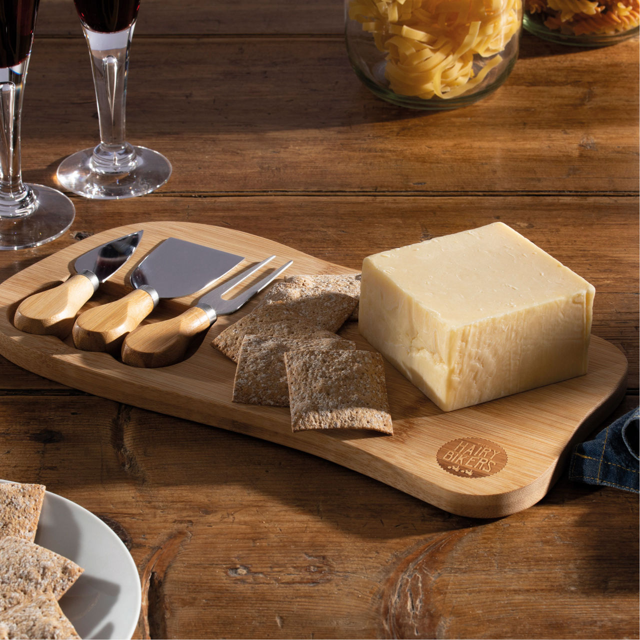 Bamboo Cheese Board And Knives