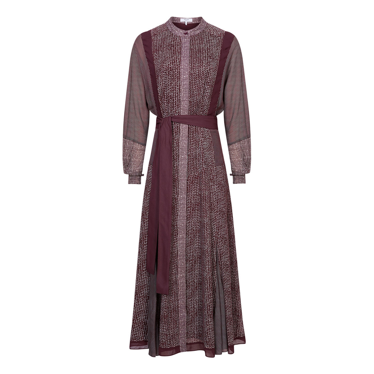 REISS Tanis Mixed Print Midi Dress