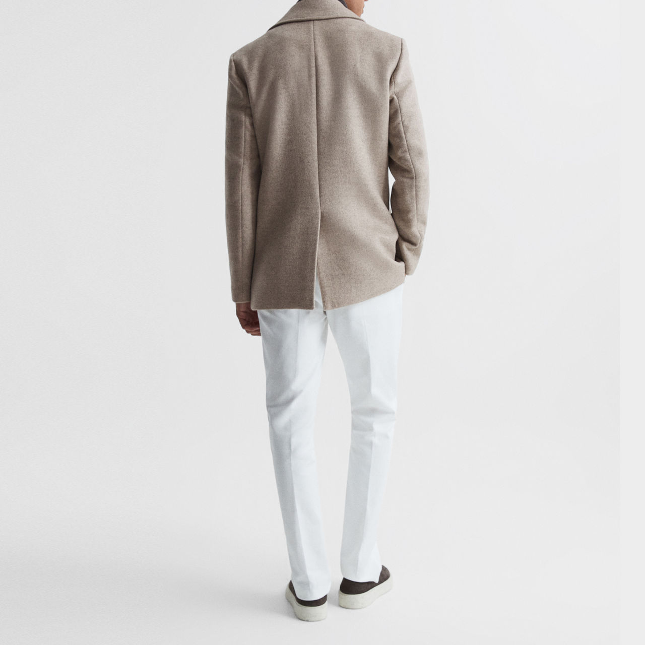 REISS Bergamo Wool Blend Herringbone Peacoat
