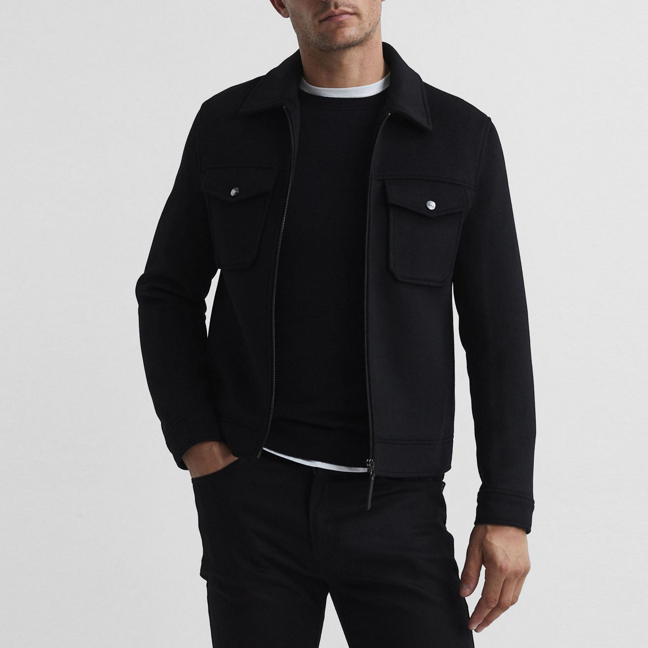 REISS Peridoe Wool Trucker Jacket