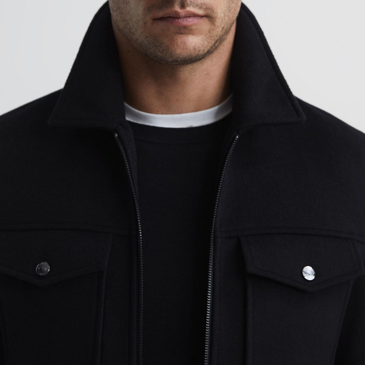 REISS Peridoe Wool Trucker Jacket