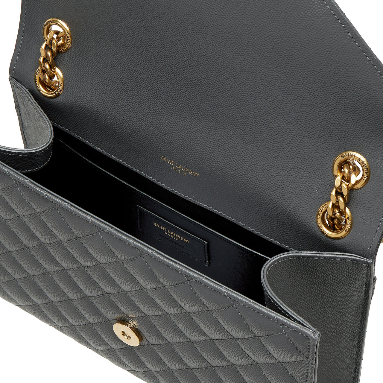 SAINT LAURENT Envelope Medium Quilted Leather Bag