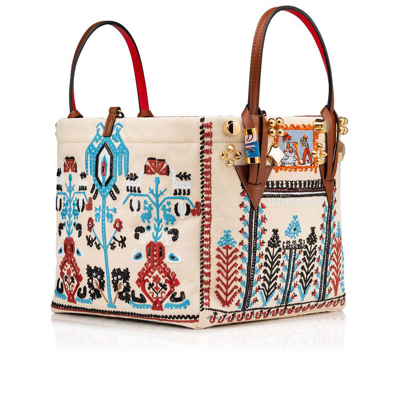 CHRISTIAN LOUBOUTIN Greekaba Cabas Small Loubi Frise Cotton Tote