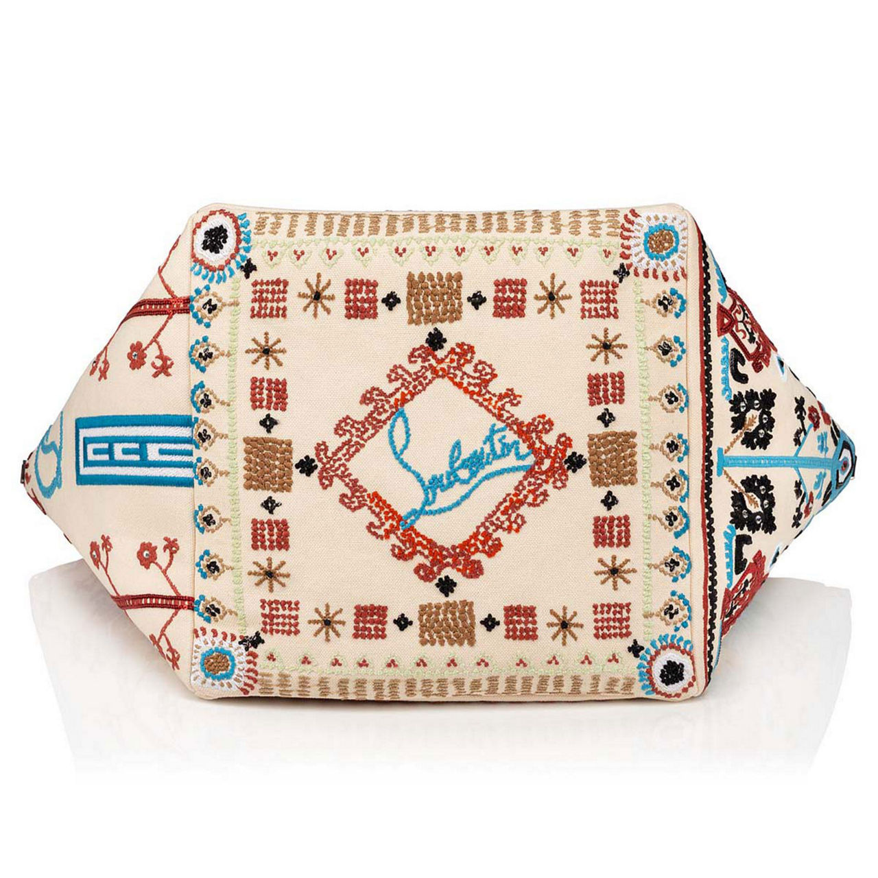 CHRISTIAN LOUBOUTIN Greekaba Cabas Small Loubi Frise Cotton Tote