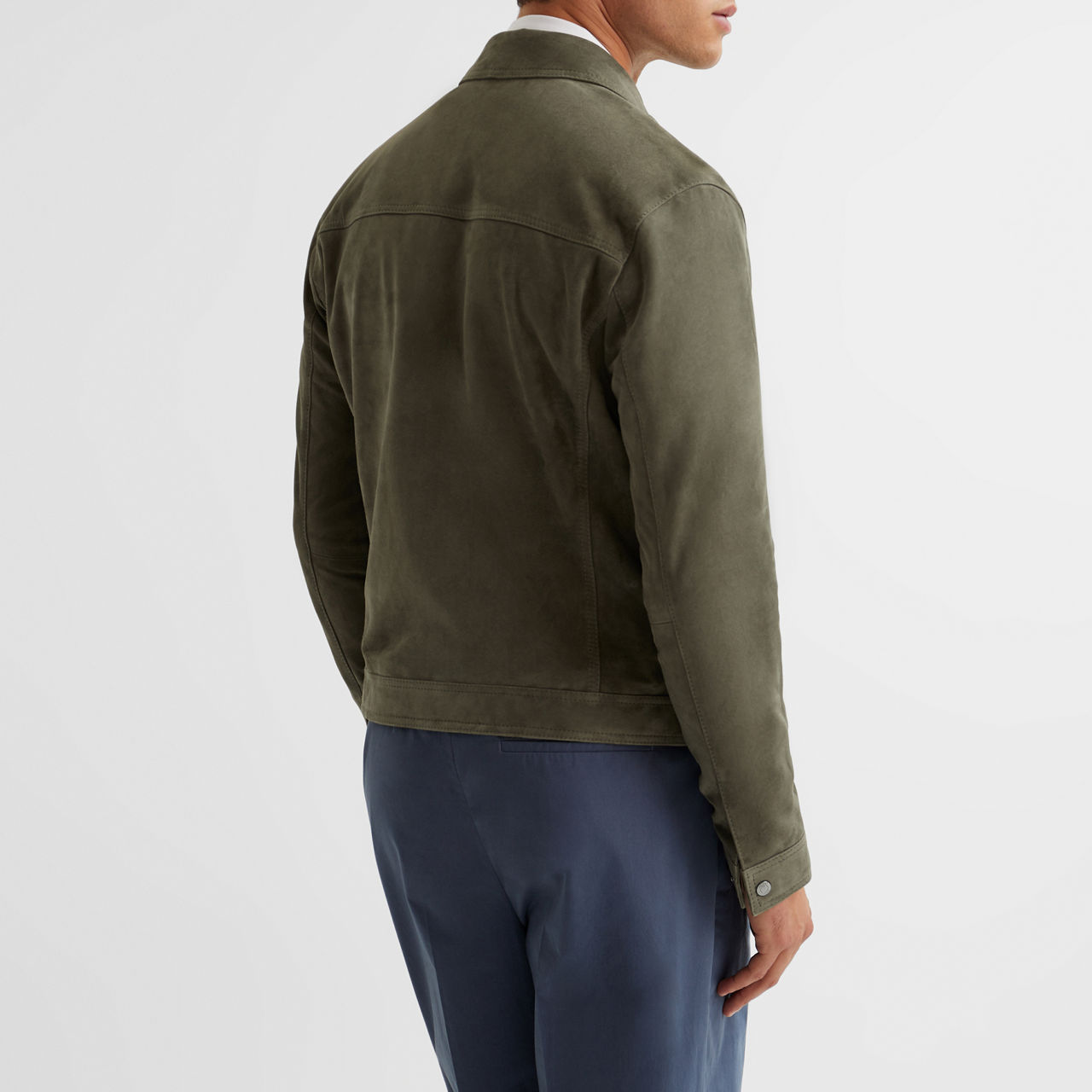 REISS Pike Suede Zip-Through Trucker Jacket