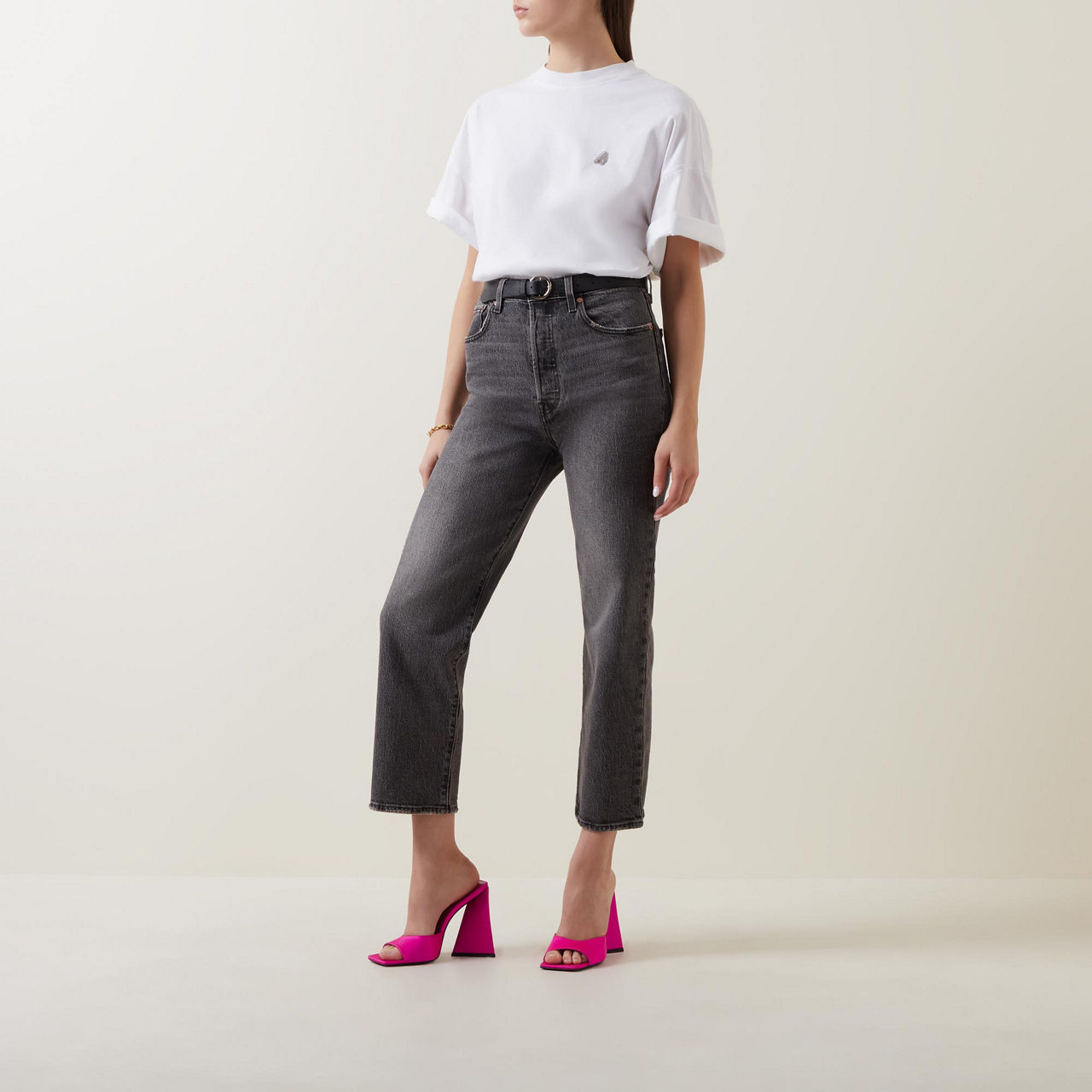 Ribcage Mid-Rise Cropped Straight Leg Jeans