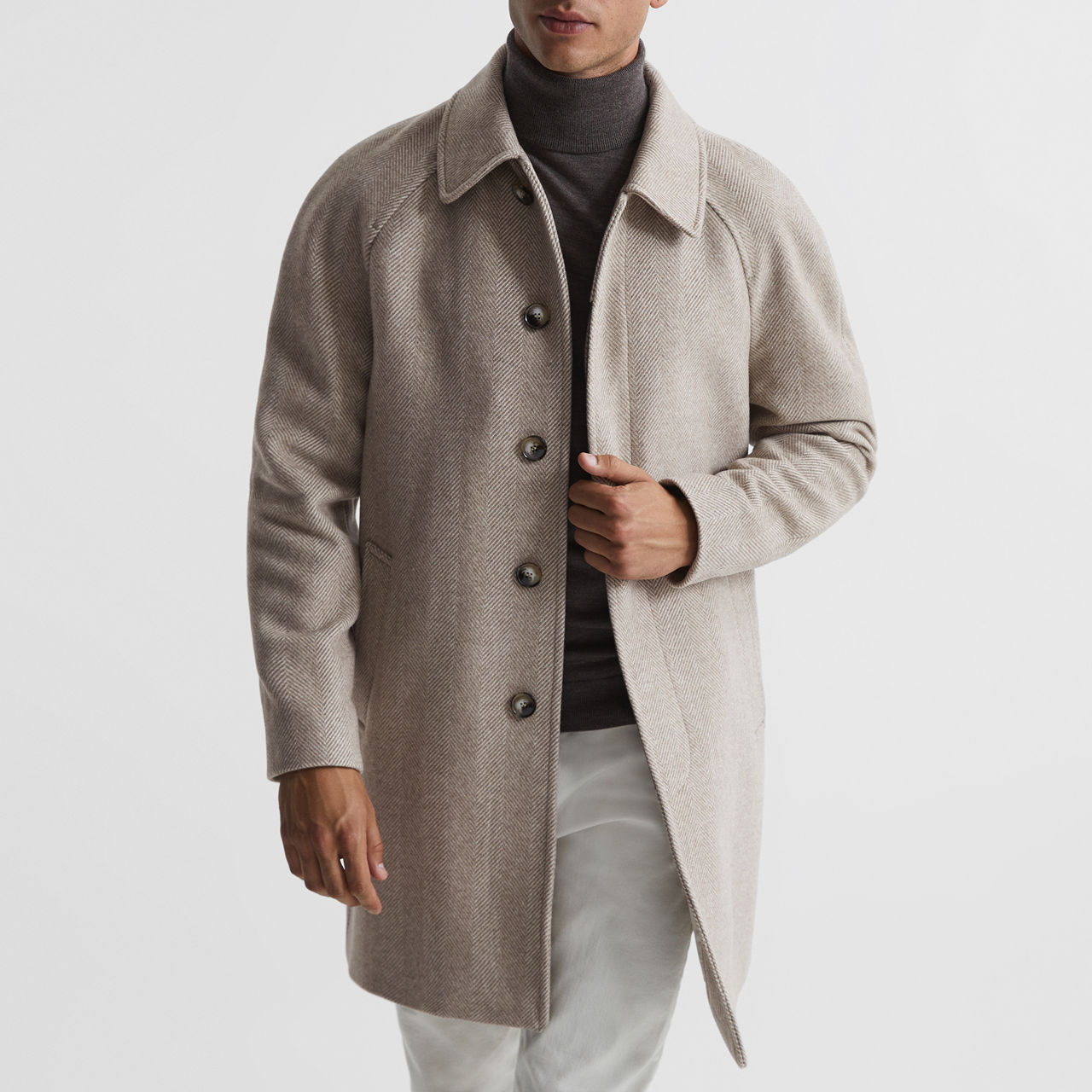 Root Herringbone Raglan Overcoat