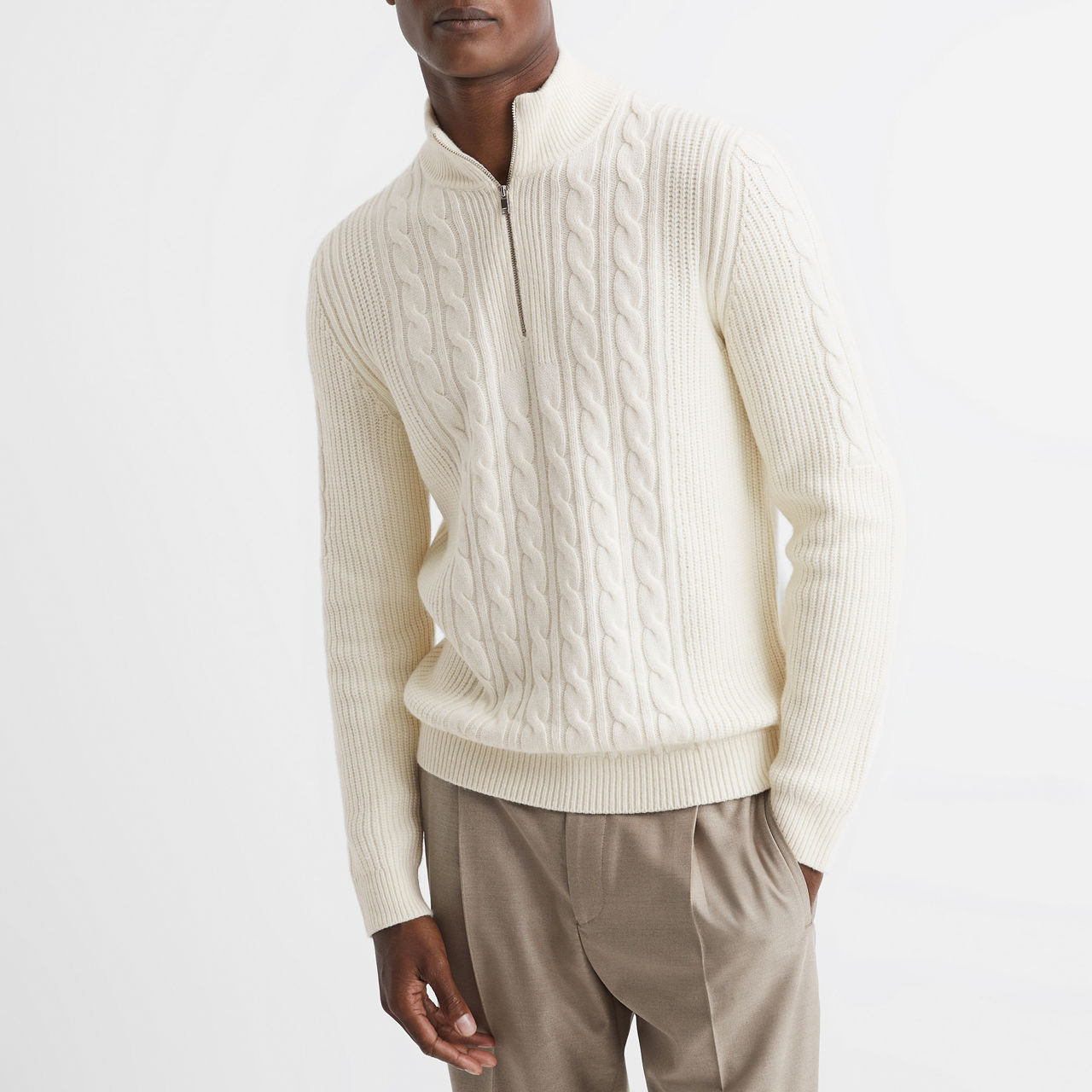 Rosso Cable Knit Zip Neck Sweater