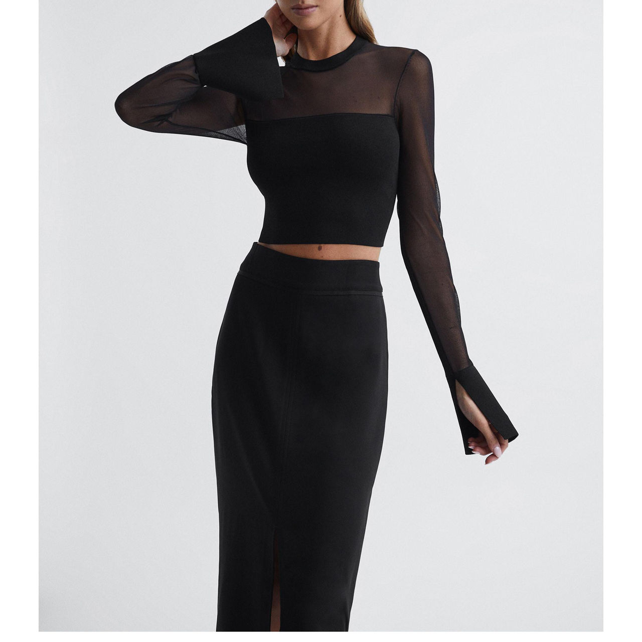 REISS Heather Sheer Crop Top