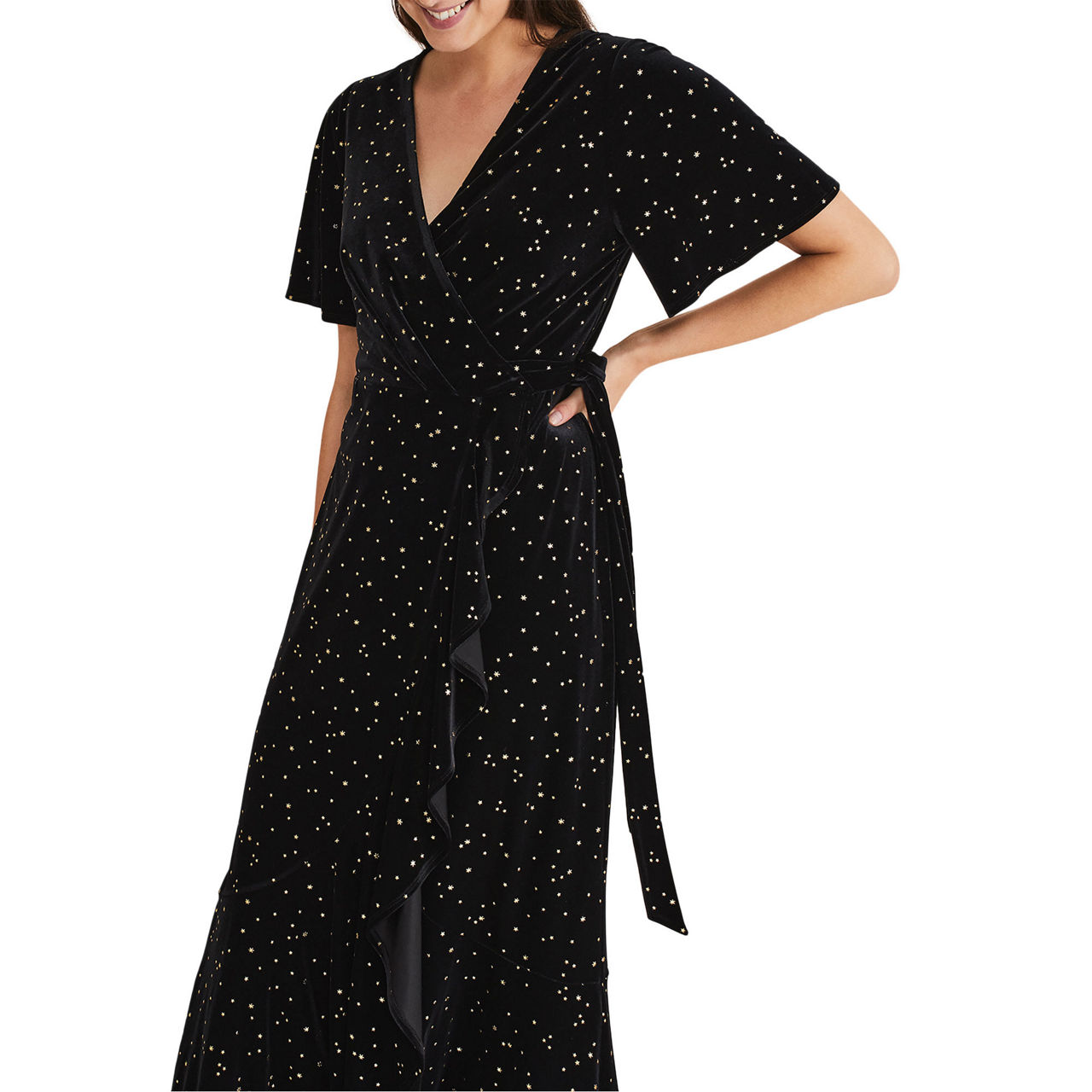 PHASE EIGHT Holly Velvet Star Wrap Dress