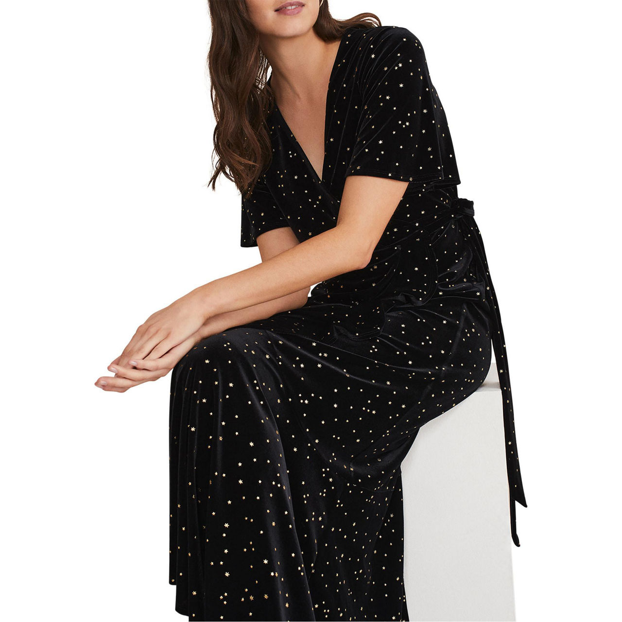 PHASE EIGHT Holly Velvet Star Wrap Dress