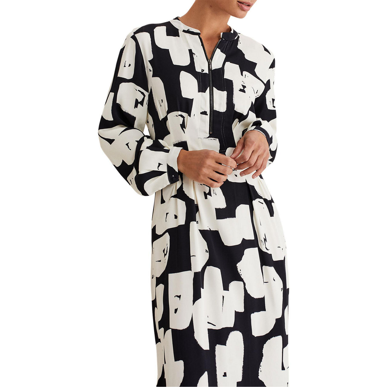 PHASE EIGHT Luana Geo Zip Front Midi Dress