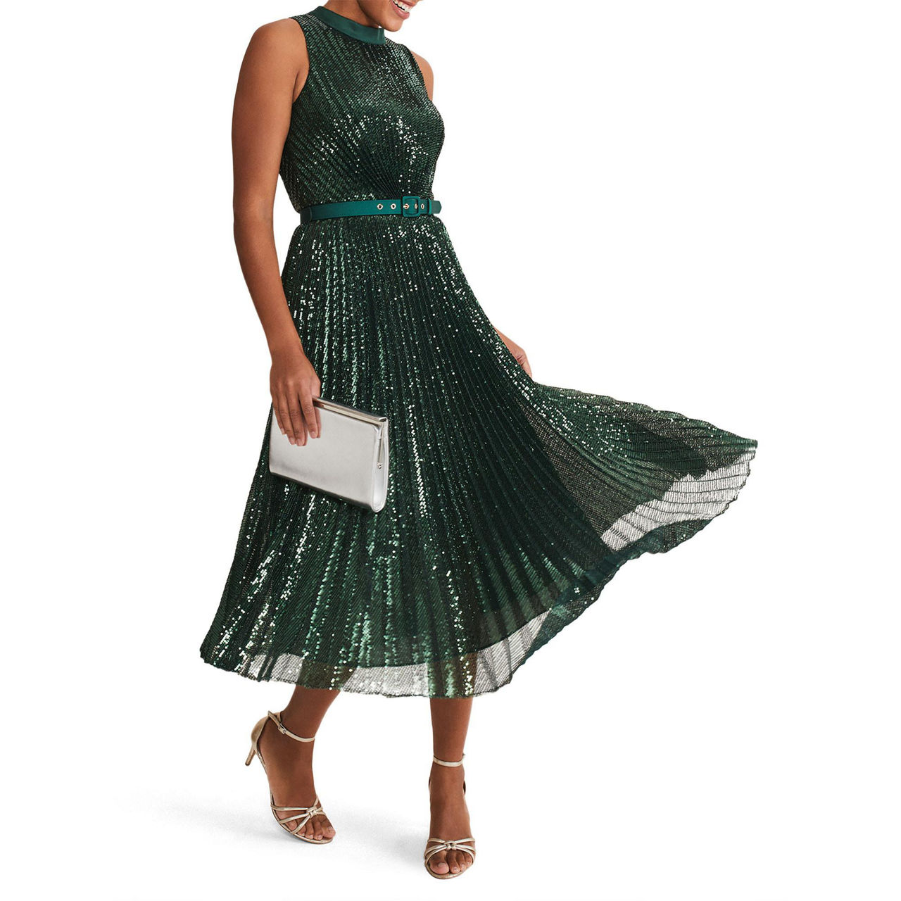 PHASE EIGHT Simara Sequin Pleated Dress