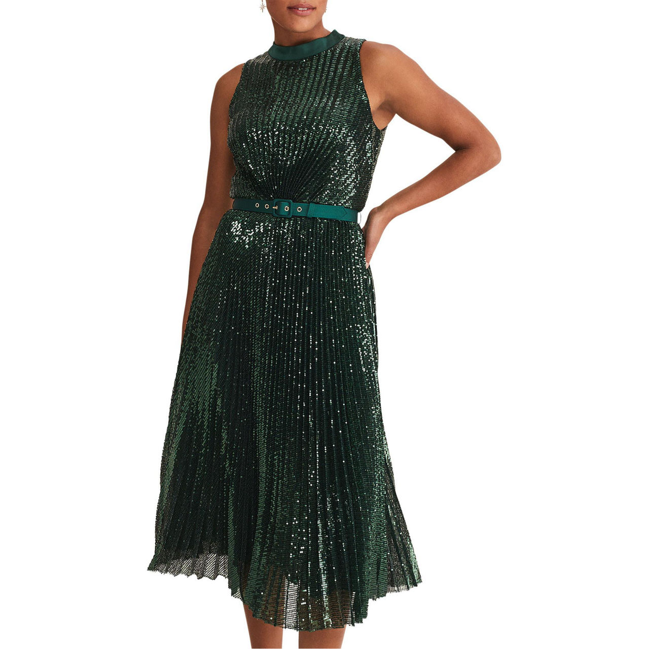 PHASE EIGHT Simara Sequin Pleated Dress