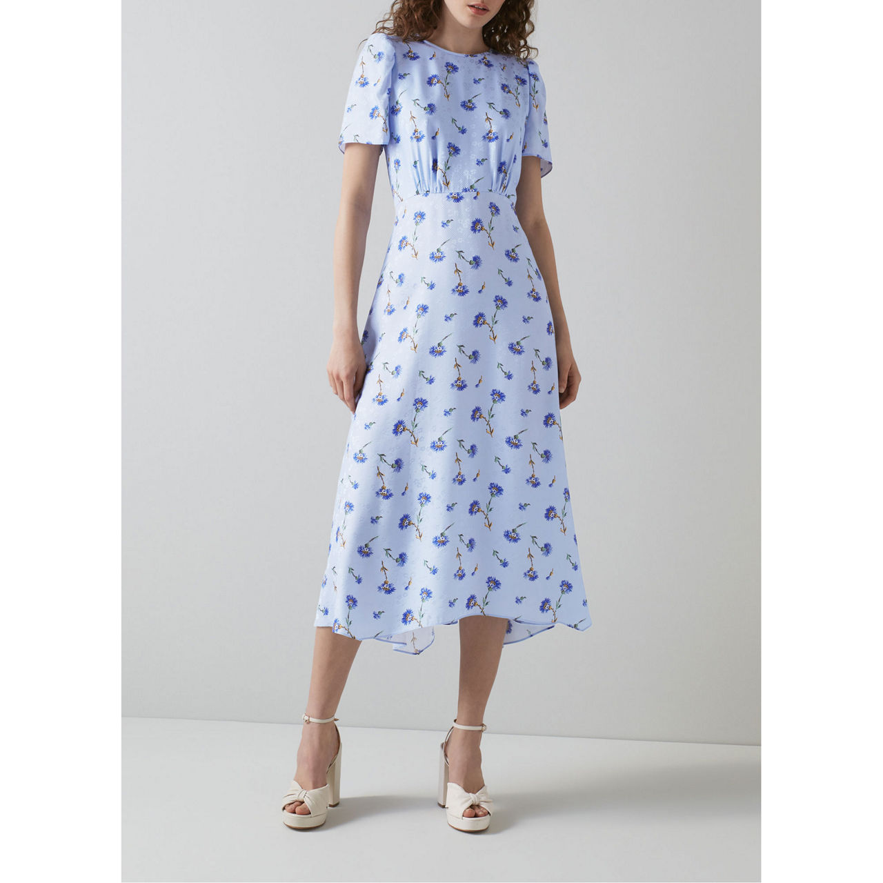 LK BENNETT Boyd Cornflower Print Silk Midi Dress