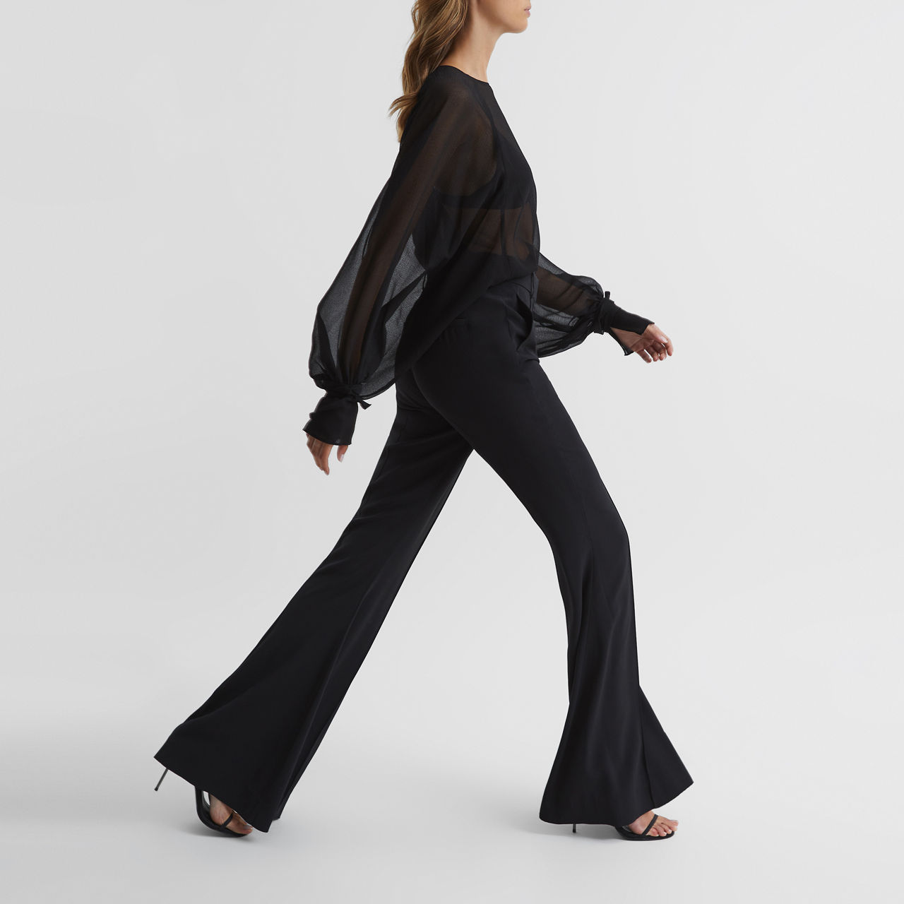 REISS Gabi Soft Flare Trousers