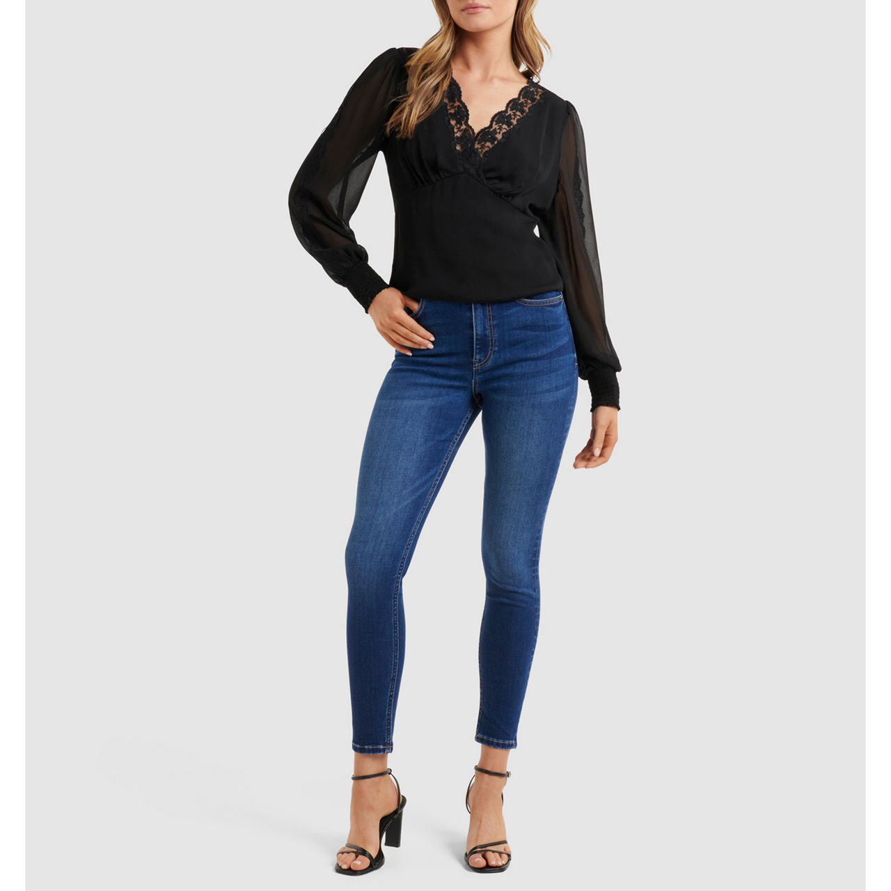 FOREVER NEW Larissa Lace Trim Blouse
