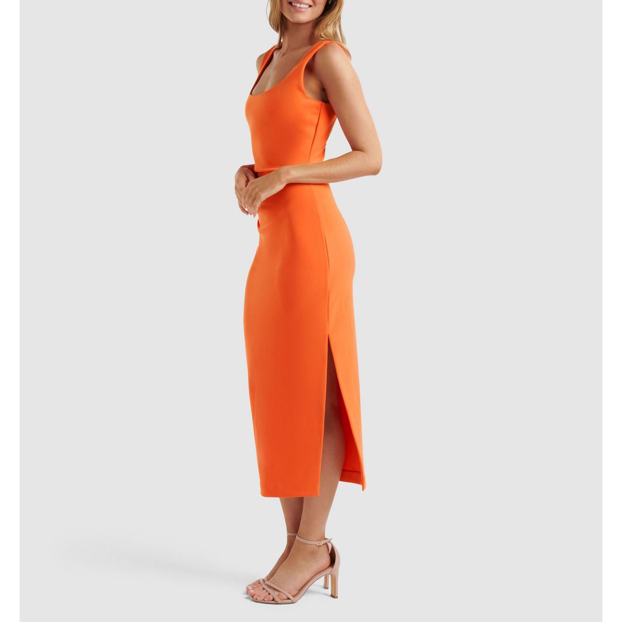 Forever New Lexi Square Neck Ruched Midi Dress
