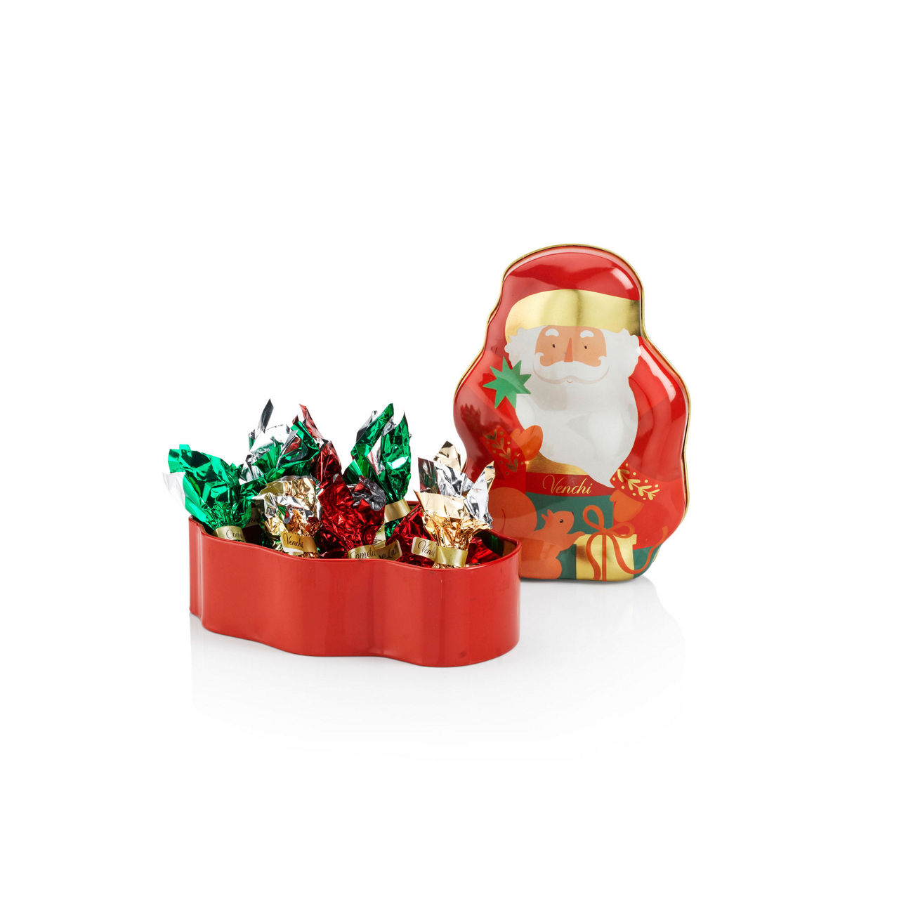 VENCHI Christmas Santa Claus Metal Tin with Comets Chocolates 112g