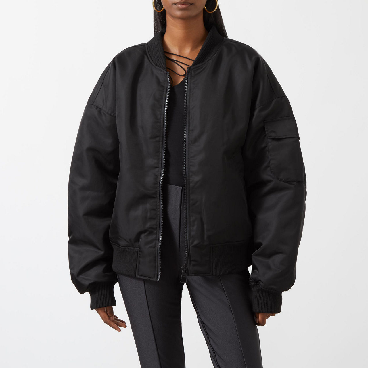GOOD AMERICAN Combat Zip-Through Bomber Jacket