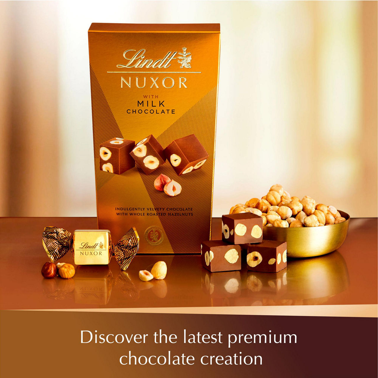 LINDT CHOCOLATE Nuxor With Milk Chocolate And Whole Roasted Hazelnuts ...
