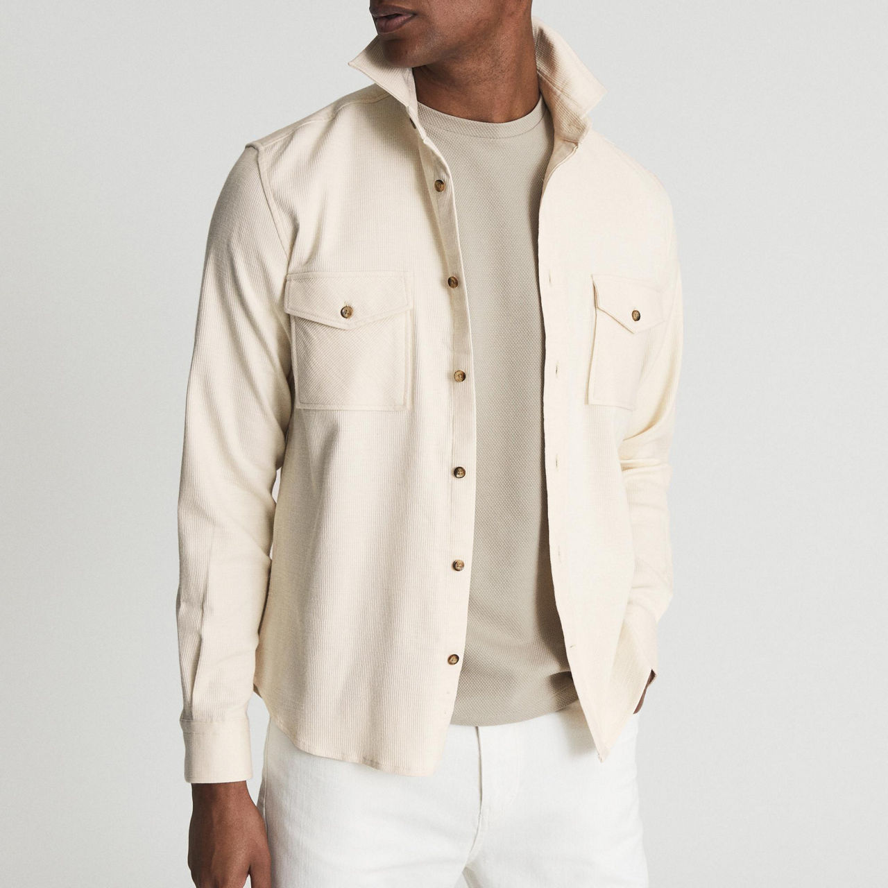 James Long Sleeve Textured Overshirt