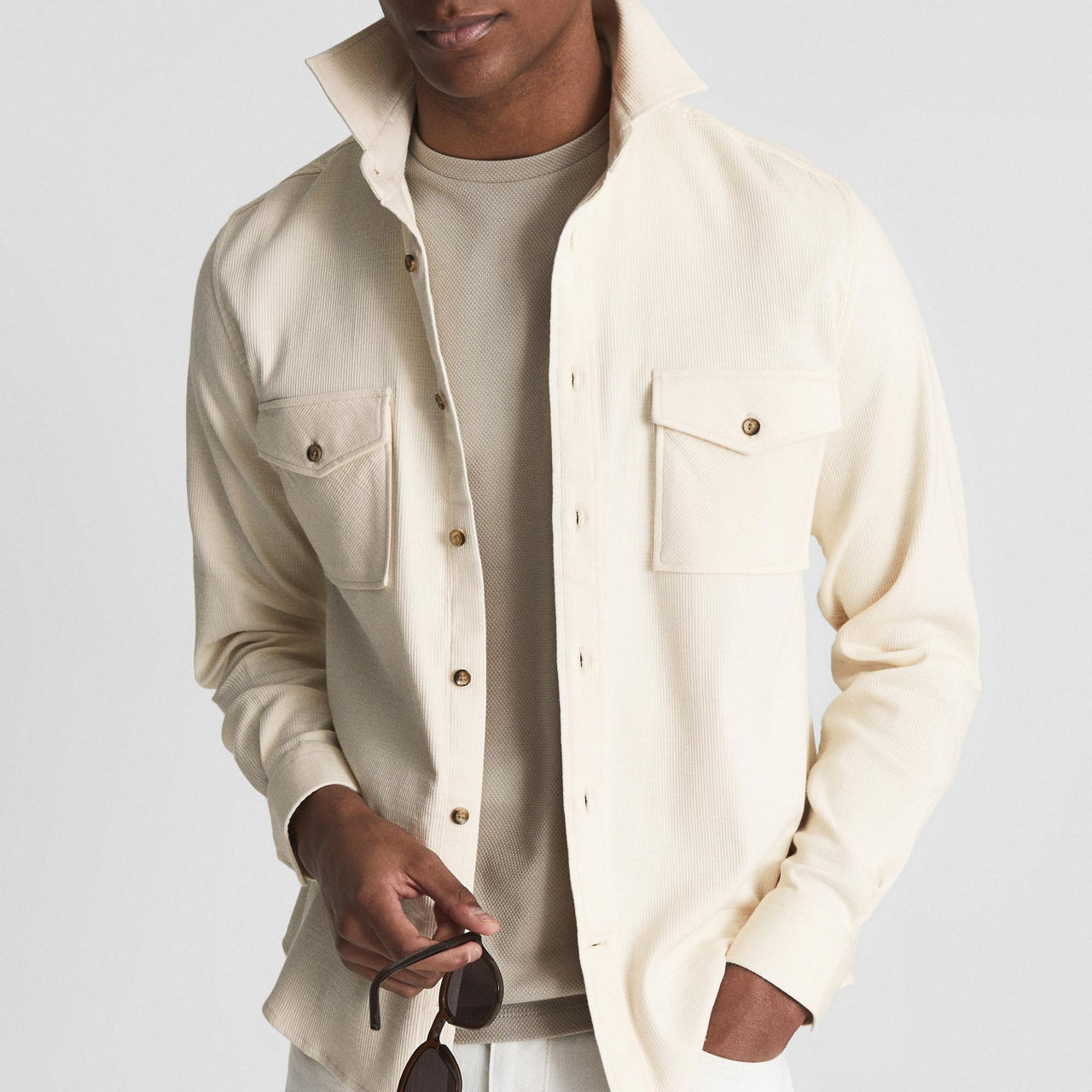 James Long Sleeve Textured Overshirt