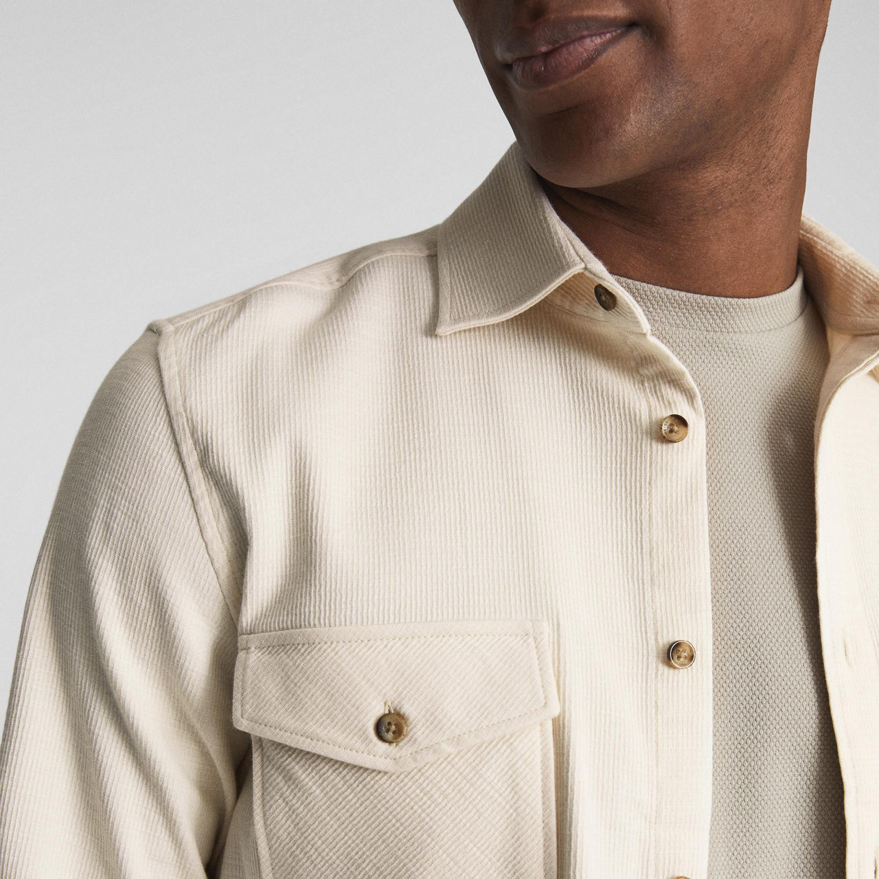 James Long Sleeve Textured Overshirt