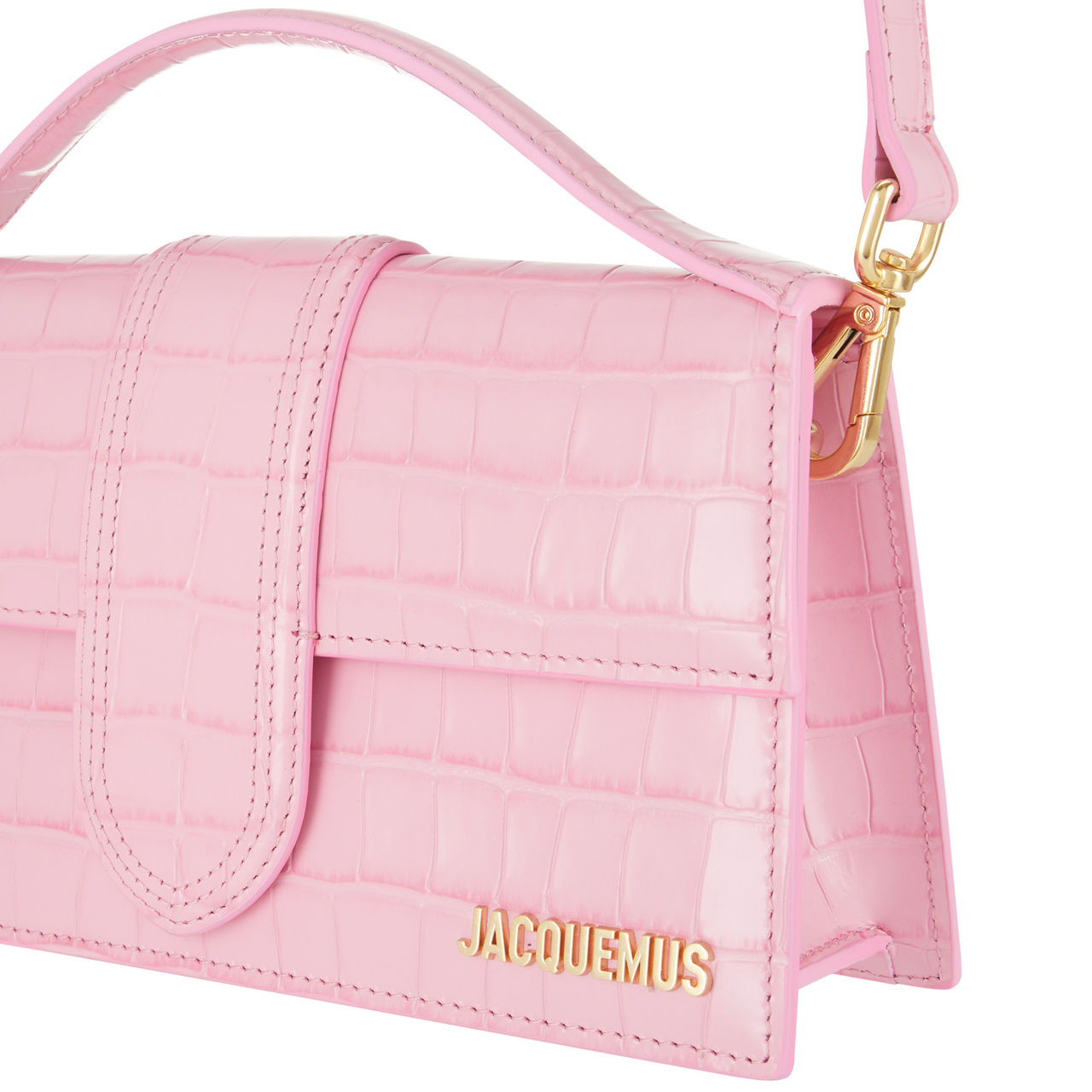 JACQUEMUS Le Grand Bambino Croc-Embossed Top Handle Bag