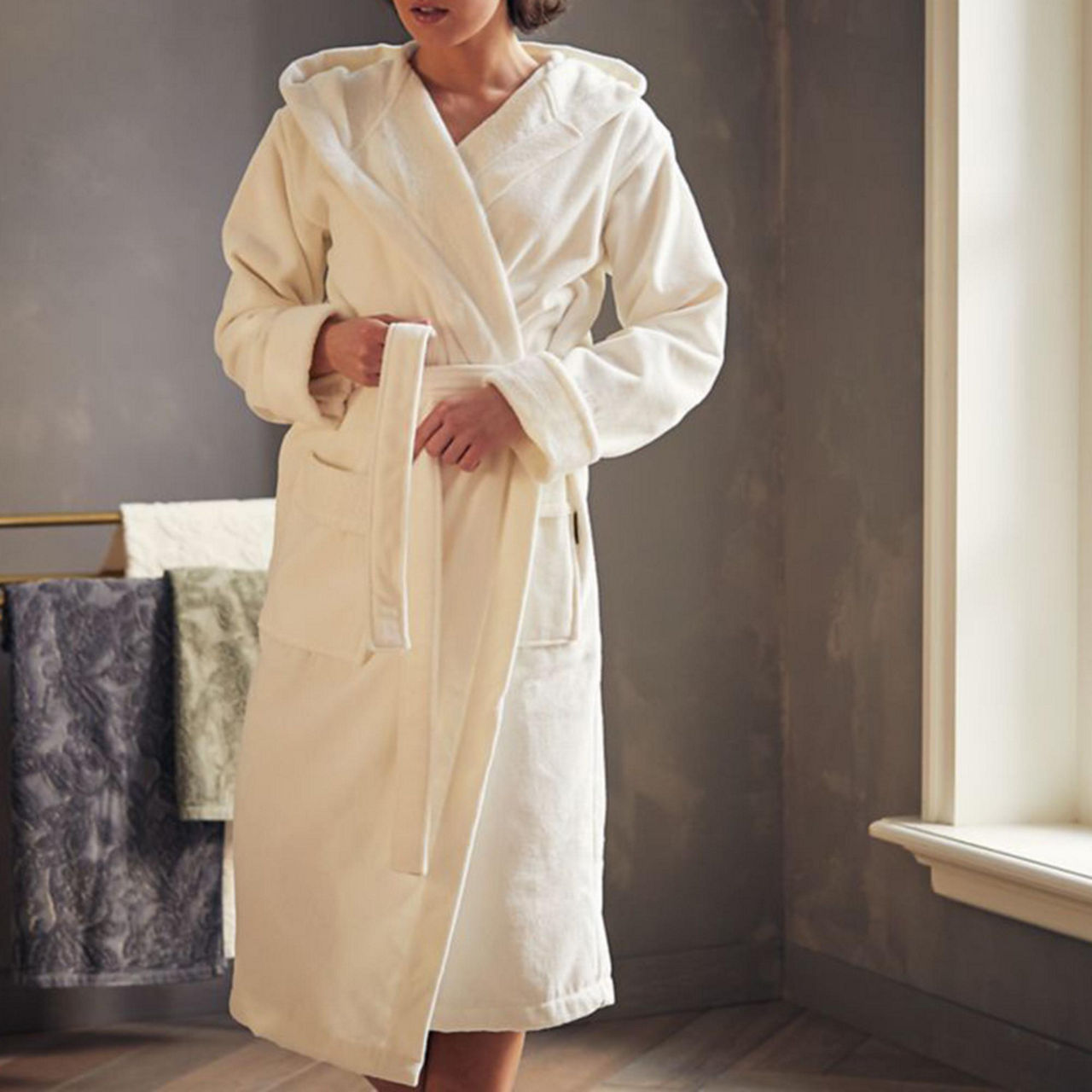 Super Smooth Cotton Bathrobe Women Off White