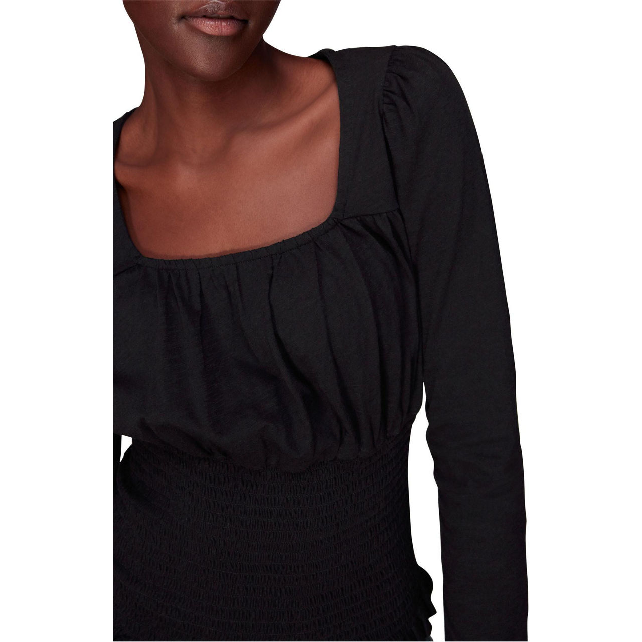 WHISTLES Square Neck Shirred Top