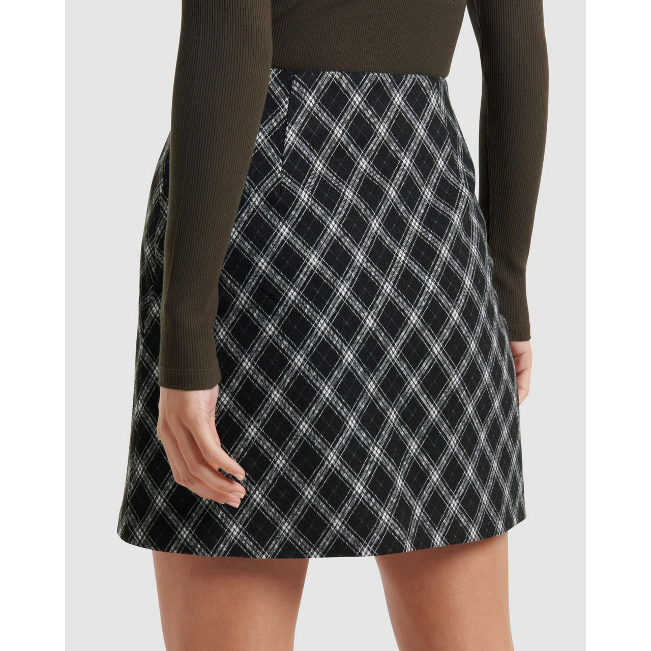 Dana Diagonal Check Mini Skirt