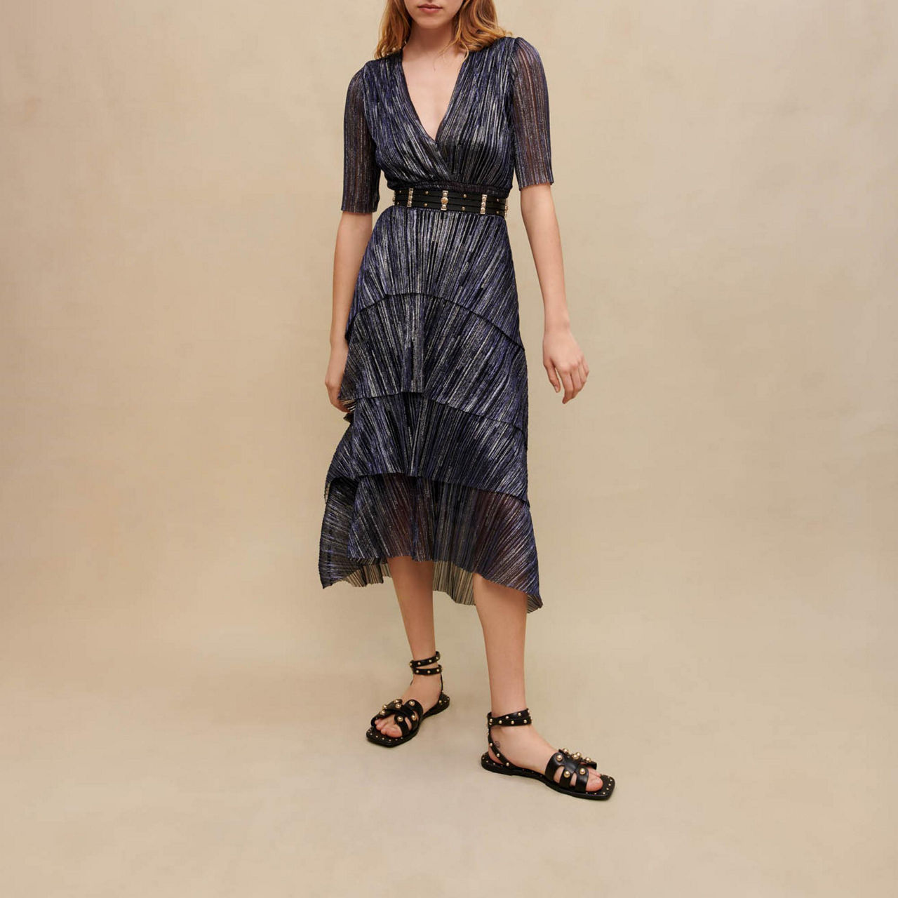 MAJE Ruffina Lamé Dress