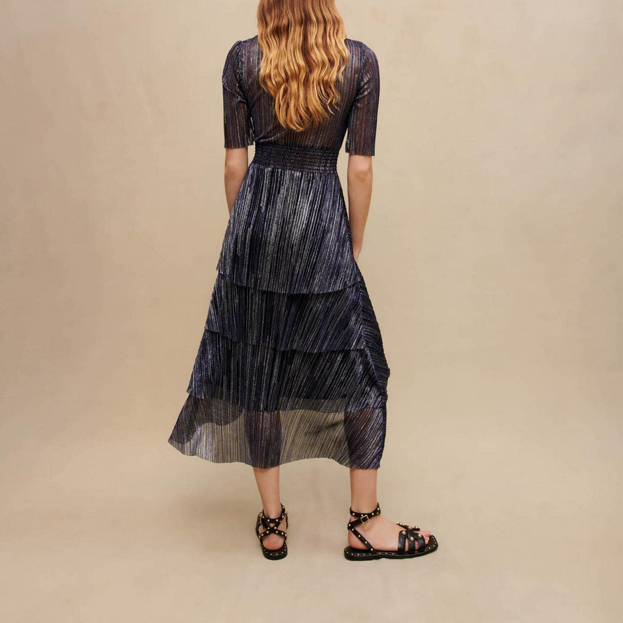 MAJE Ruffina Lamé Dress