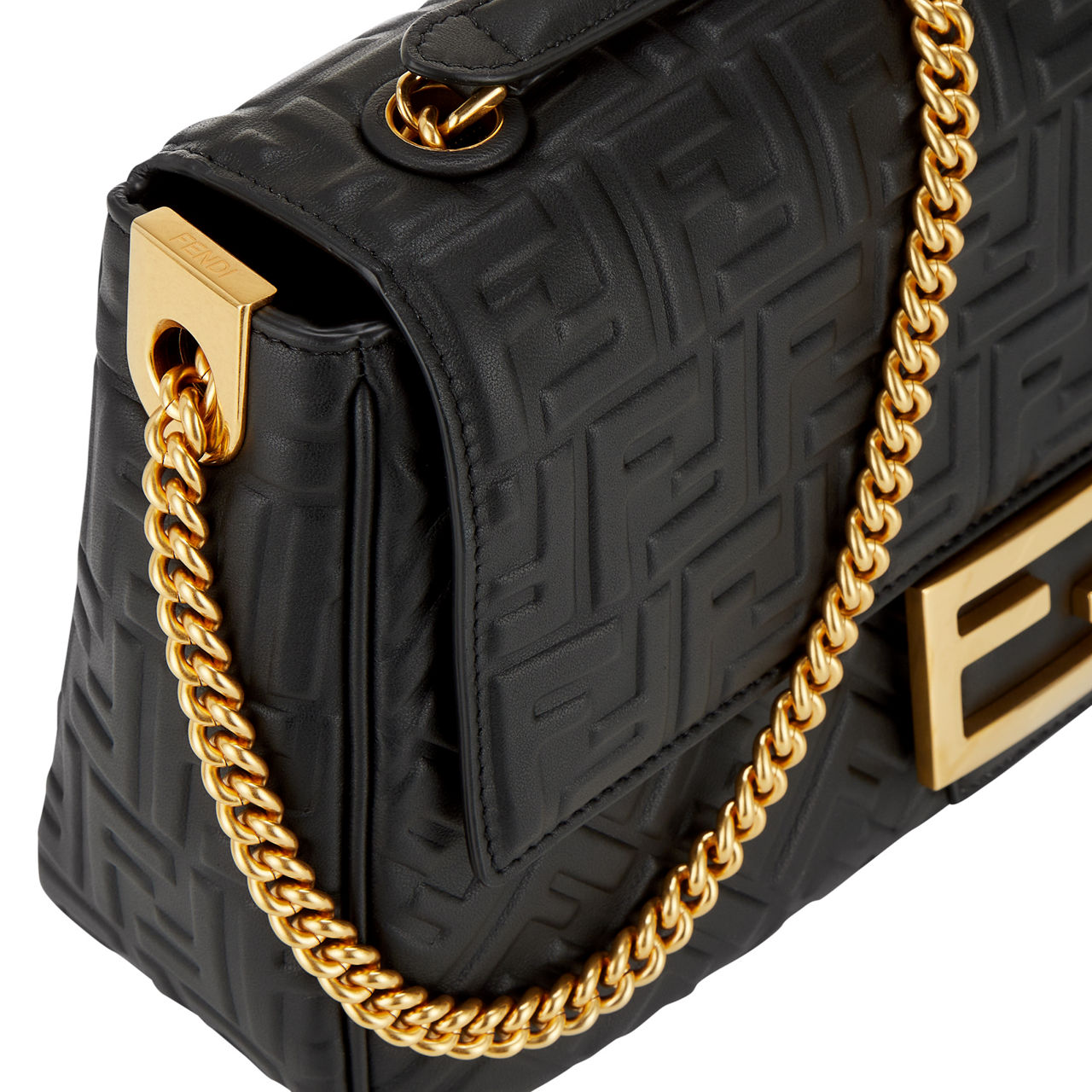 FENDI FF Embossed Large Baguette Crossbody Bag