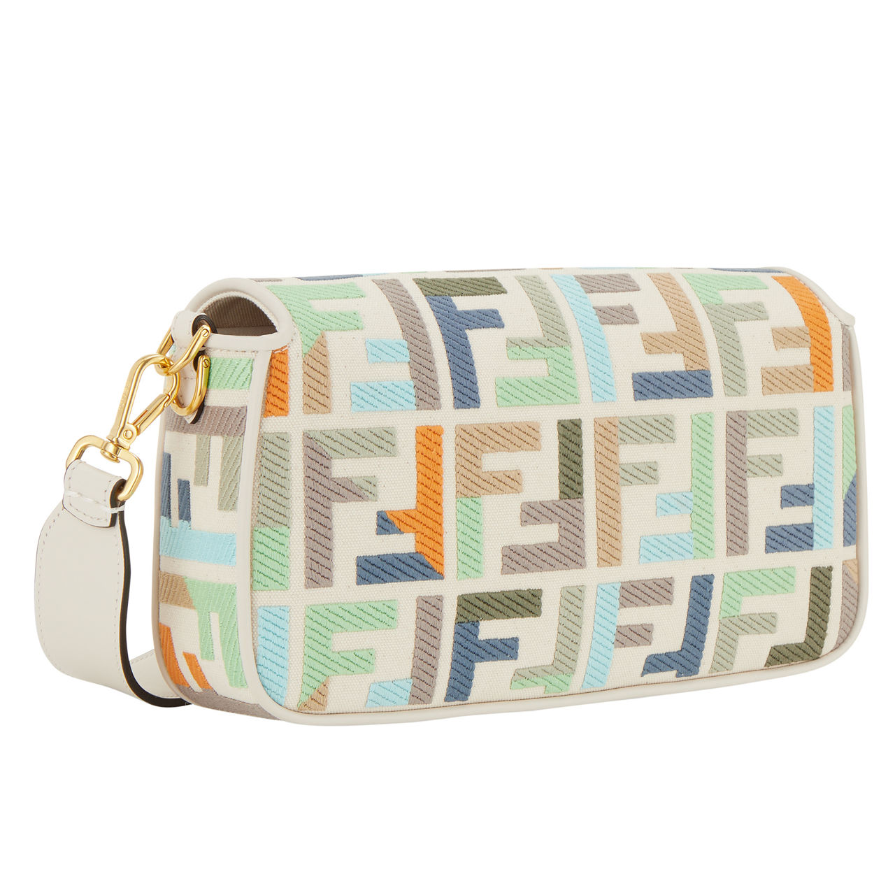 FENDI Baguette Canvas FF Logo Shoulder Bag