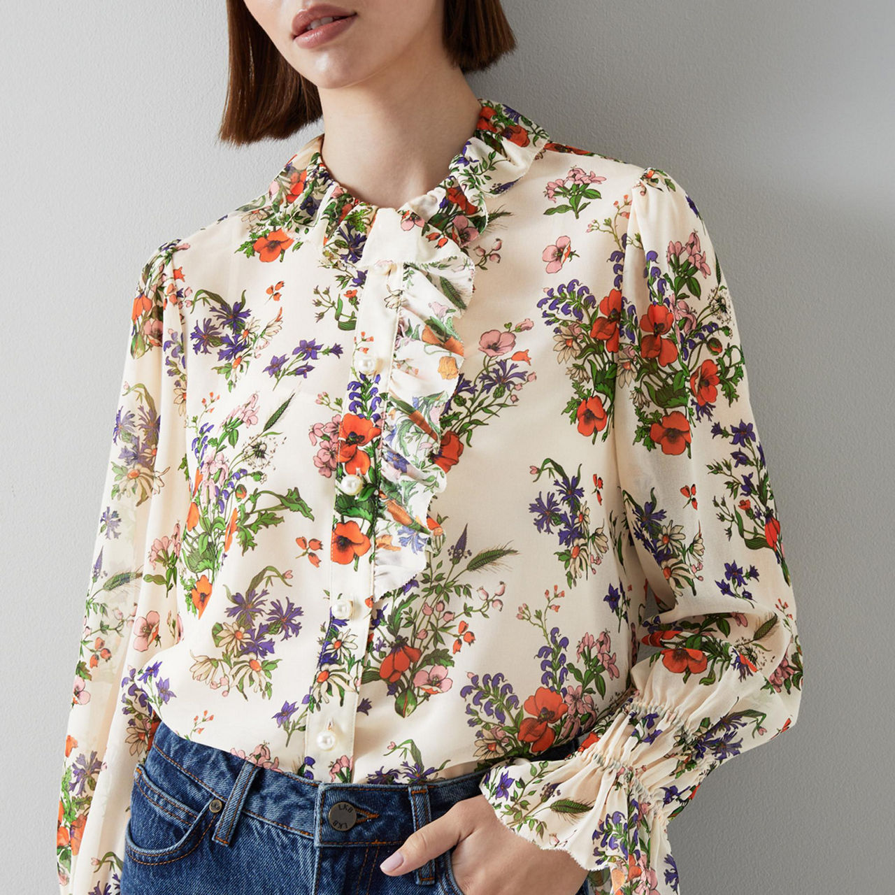 Lk Bennett Elowen Poppy Print Blouse
